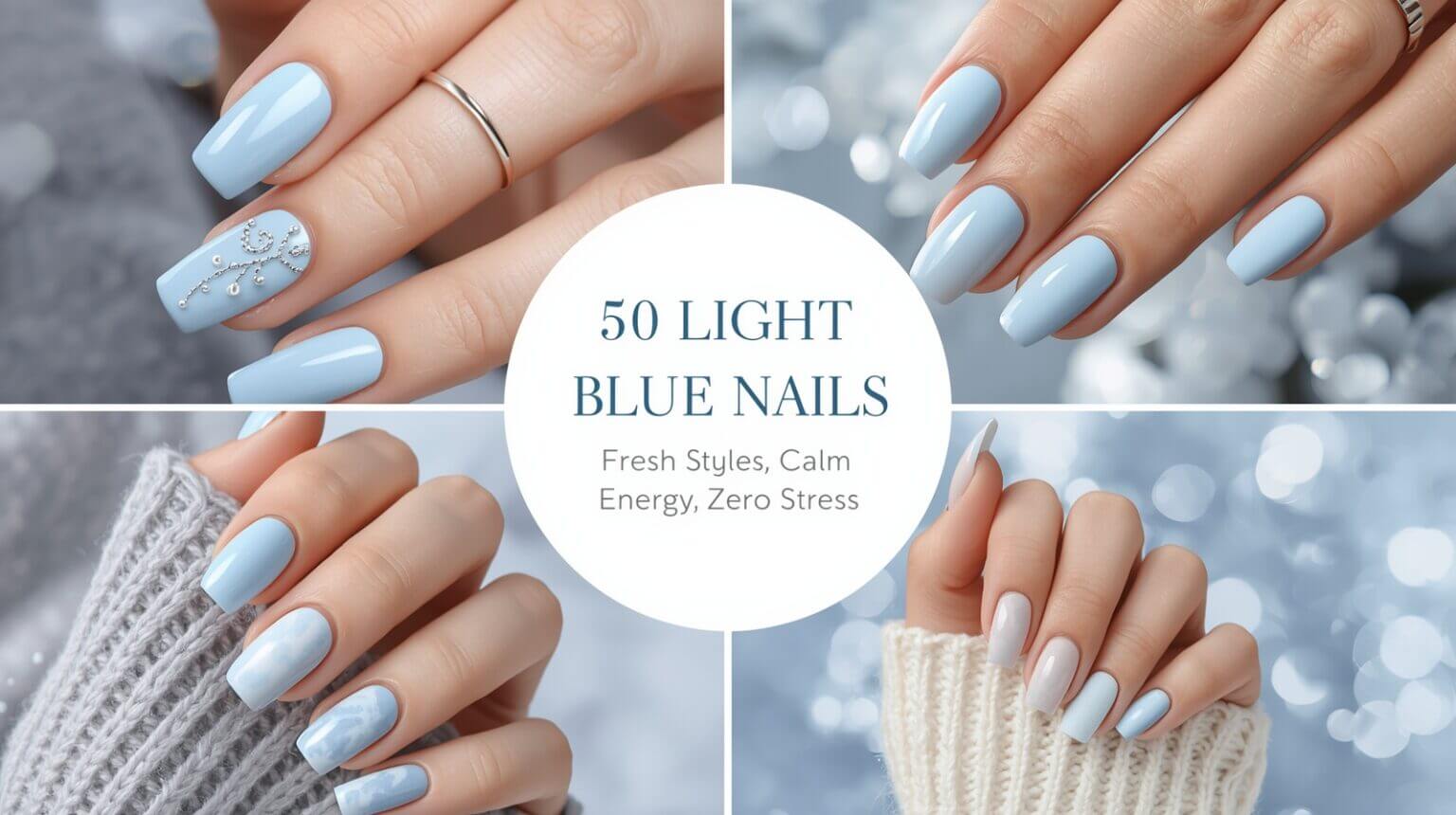 50 Light Blue Nails: Fresh Styles, Calm Energy, Zero Stress - The Nail ...